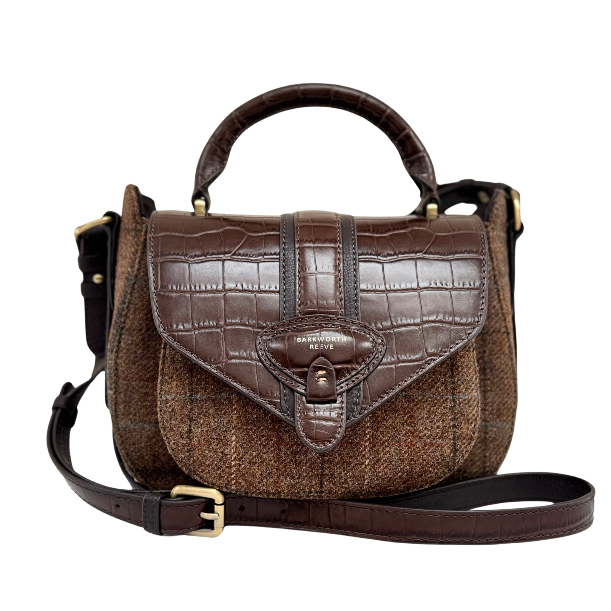 Barkworth Reeve Belton Saddle Bag Tweed and Croc Leather – BFR ...